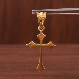 Dainty Solid Gold Gothic Cross Necklace for Women / Men 10k 14k 18k ...