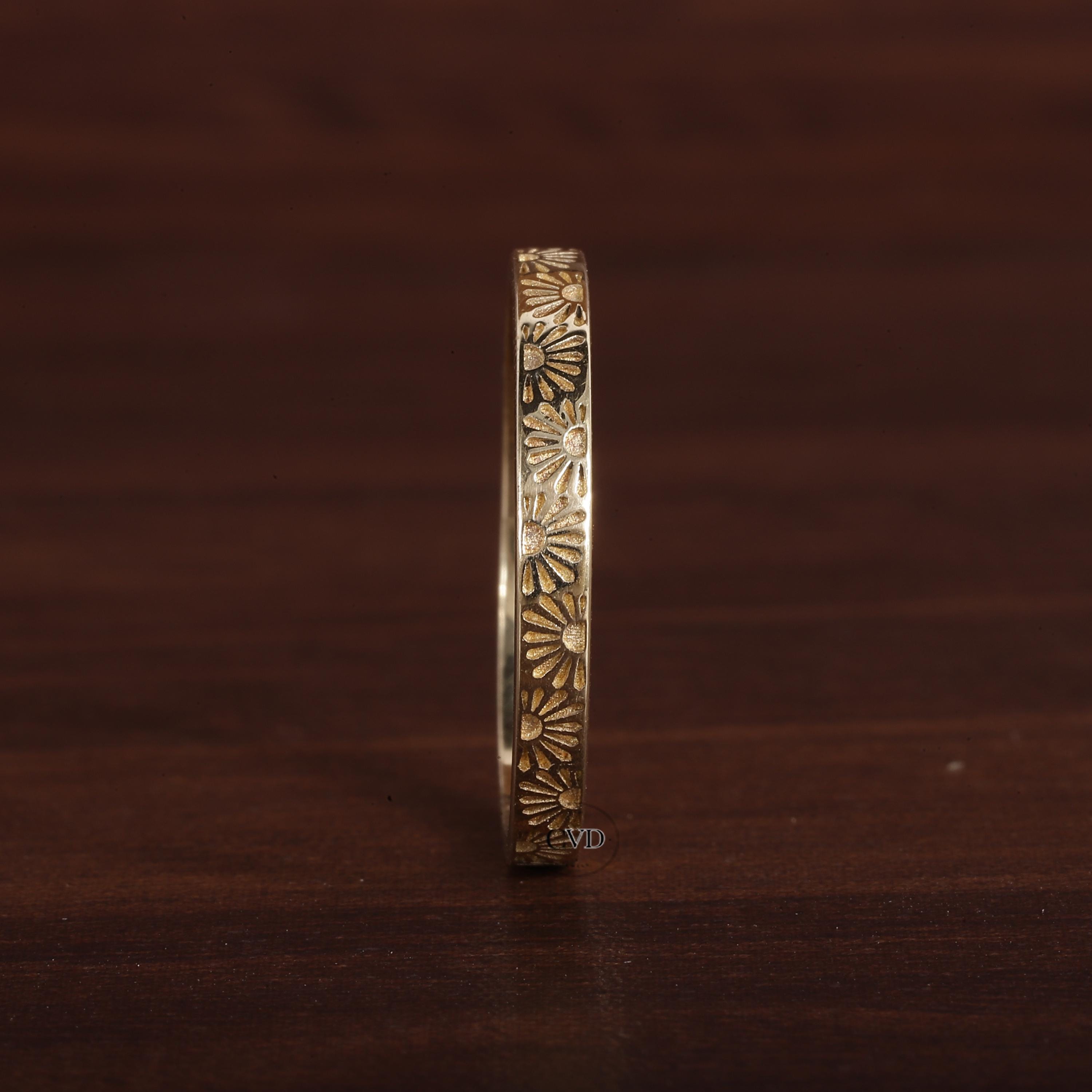 14k Gold His Hers Sun Band, Solid Gold Wedding Band, Mens Womens Sun ...