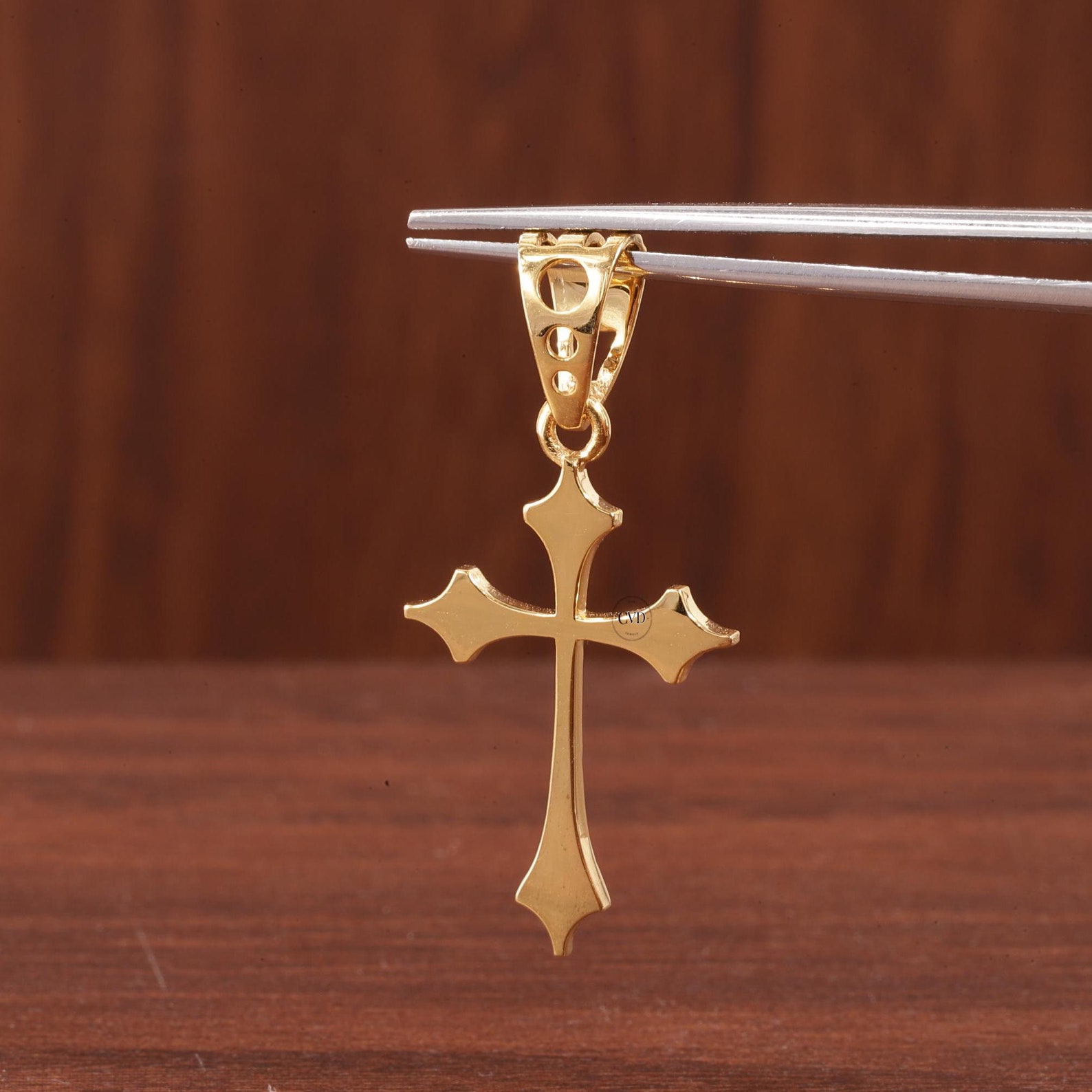 Dainty Solid Gold Gothic Cross Necklace for Women / Men 10k 14k 18k ...