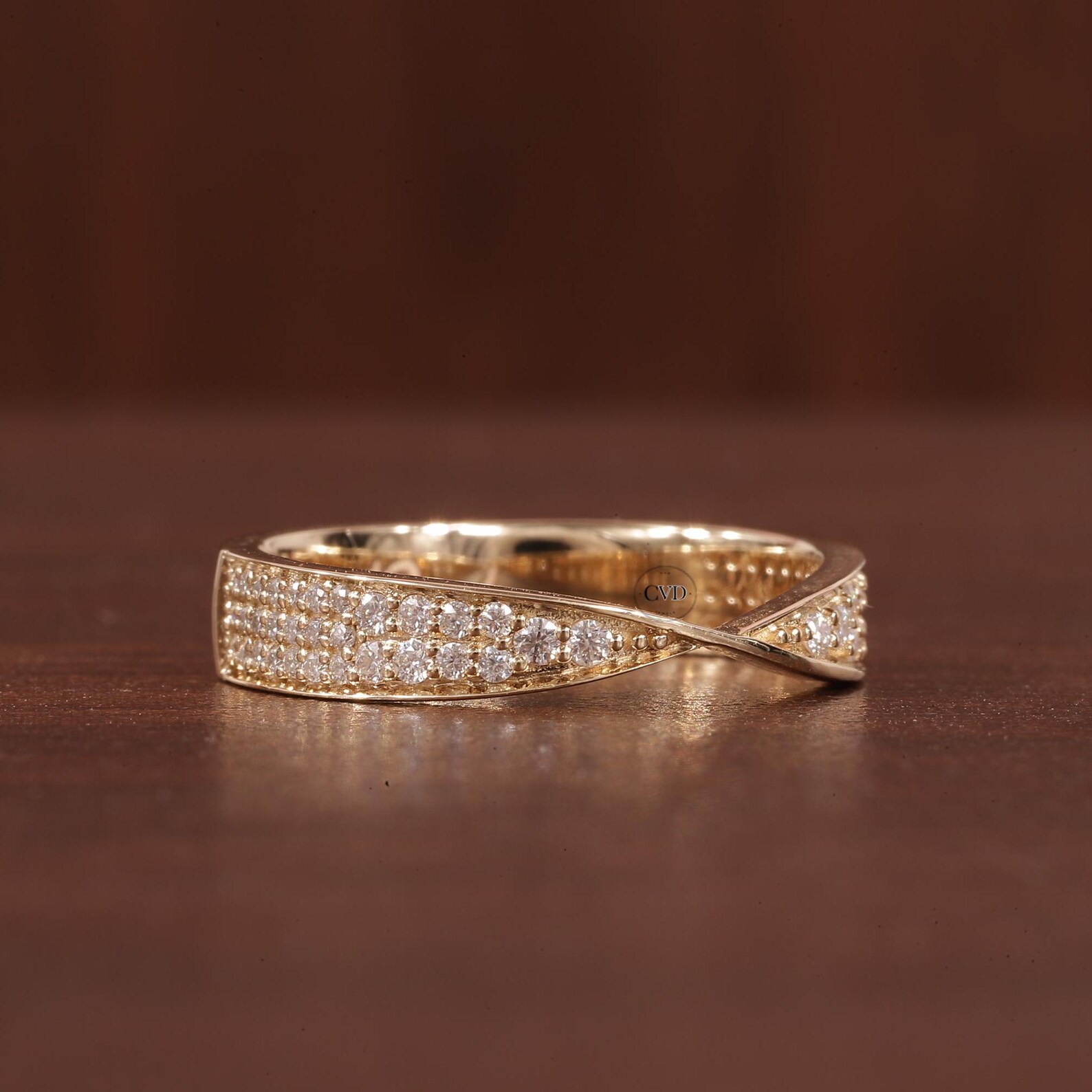 Criss Cross Lab Grown Diamond Engagement Ring, Crossover Wedding Band ...