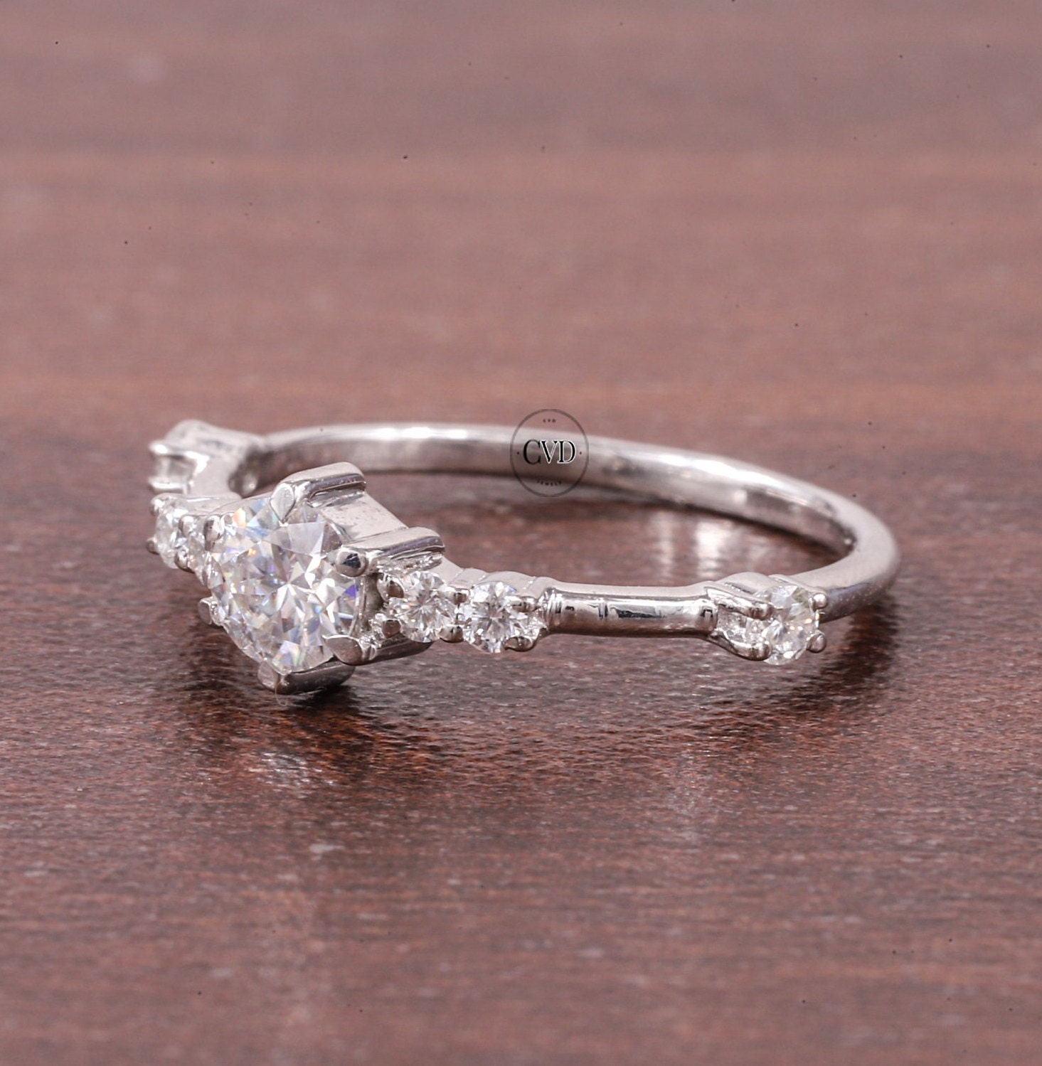 Delicate 14K Gold Moissanite Small Engagement Ring, Dainty Promise Ring ...