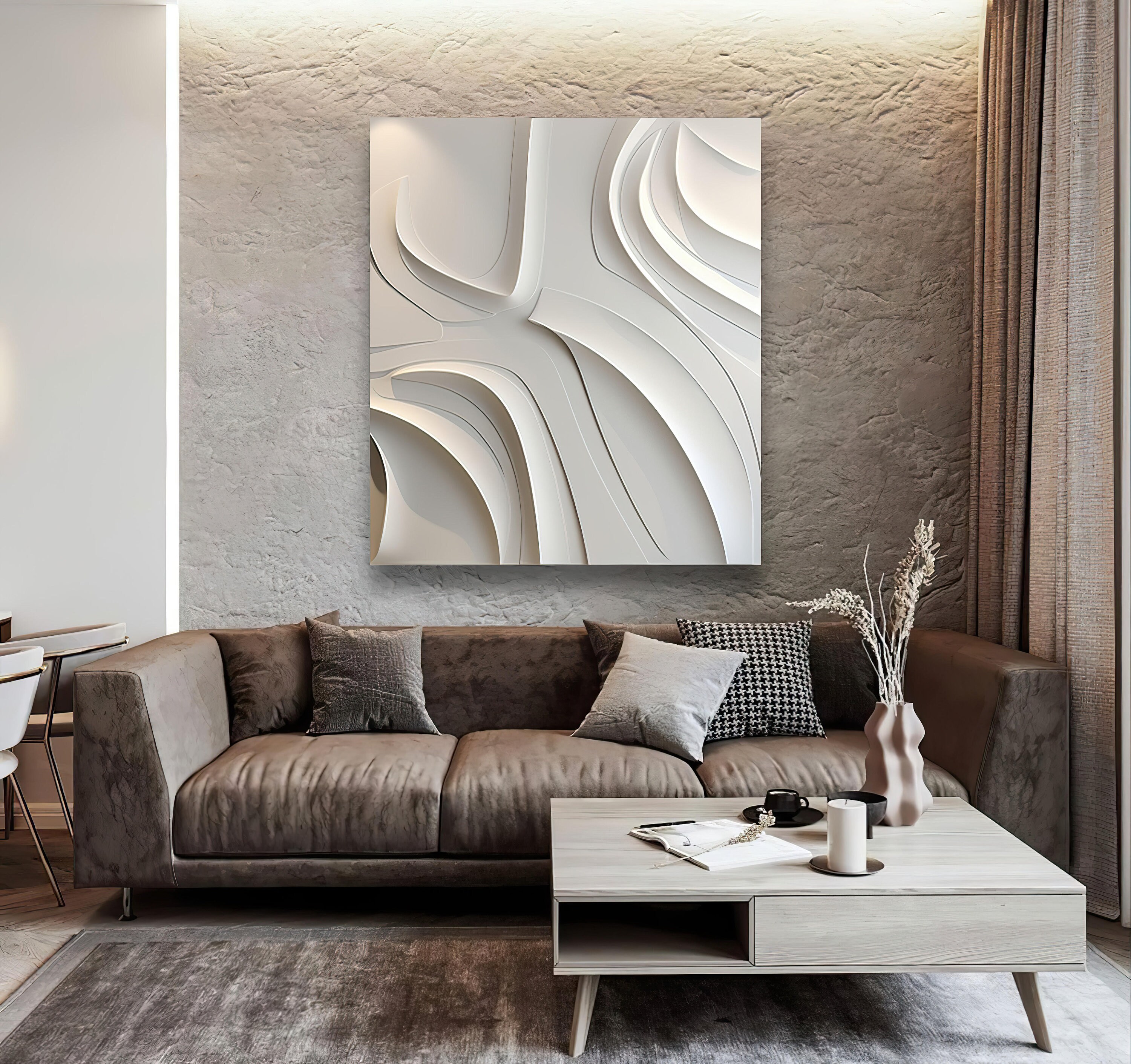 Large Pure White Sculpture Wall Art Original Modern Abstract Home Decor ...