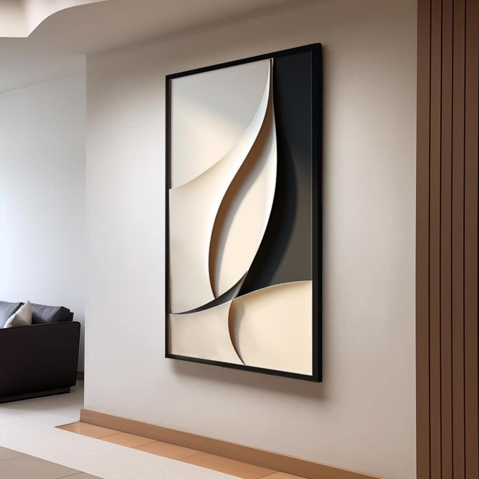 White and Gray Wood Sculptured Wall Hanging Modern Wood Wall Art ...