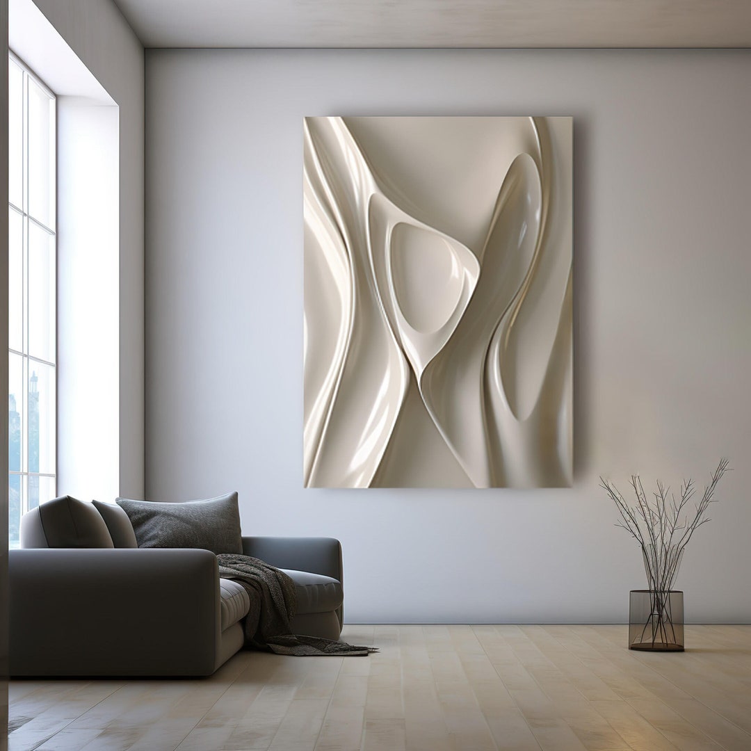 Smooth Textured Wall Art- Abstract Sculptured Home Decor- Modern Style ...