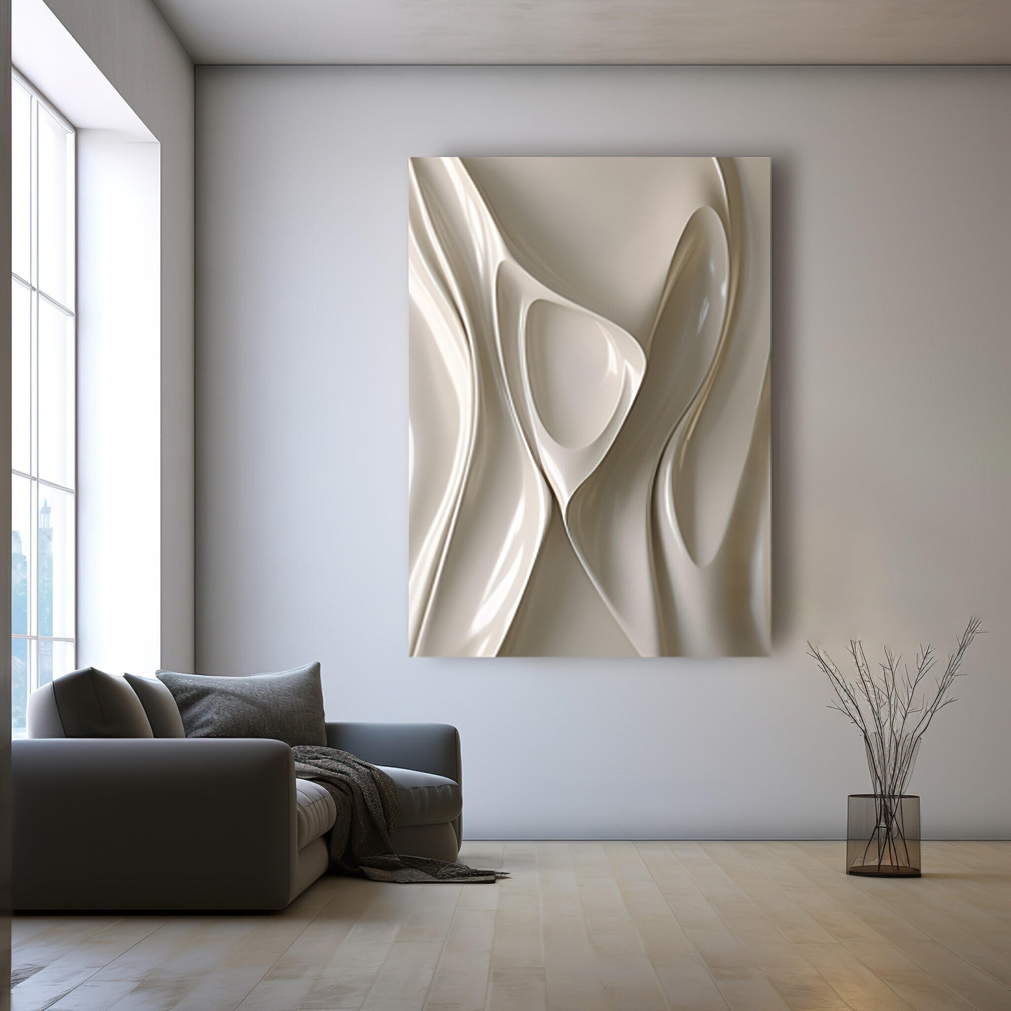 Smooth Textured Wall Art- Abstract Sculptured Home Decor- Modern Style ...