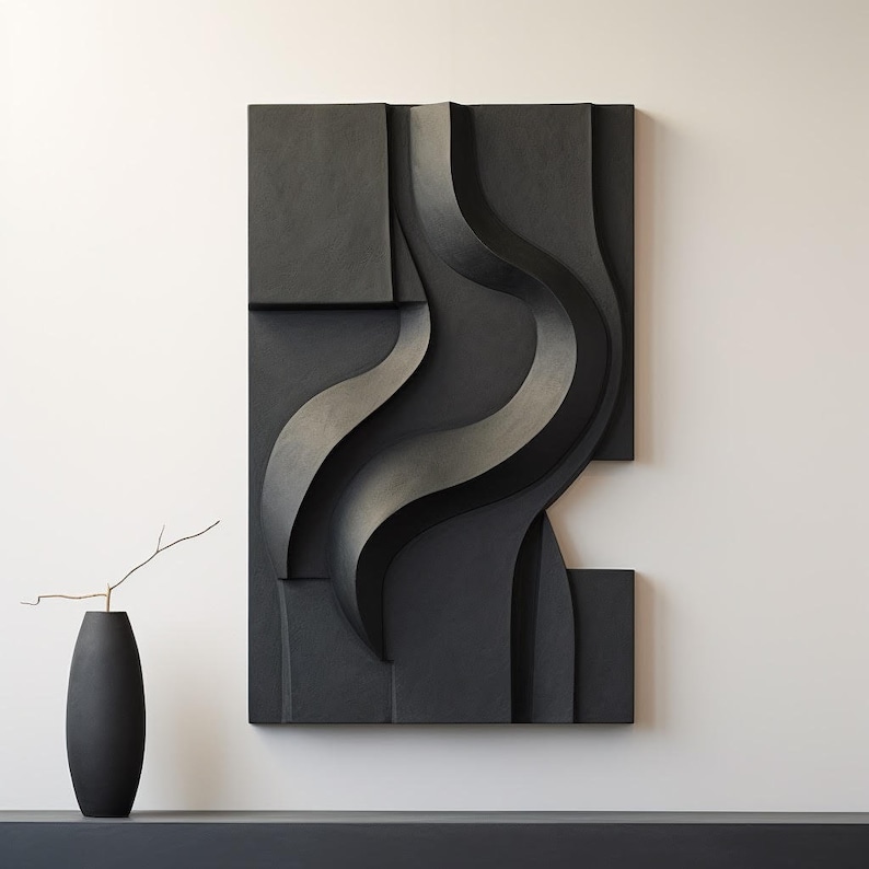Dark Abstract Wall Art- Sculpture Home Decor- 3d Vision Board - Etsy