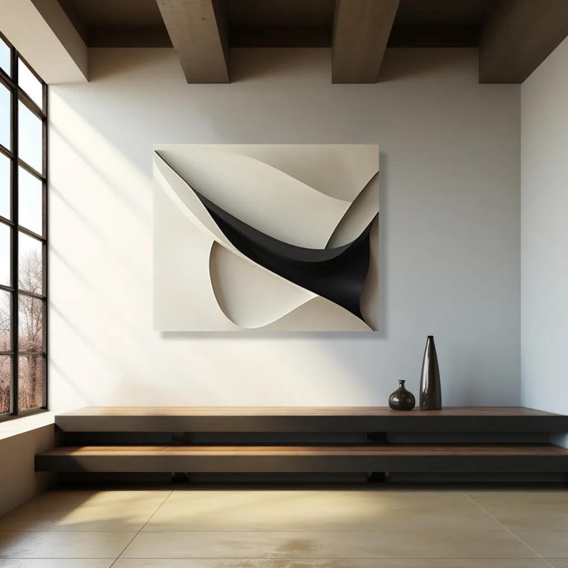 Textured Linear Style Wall Decor With Depth Wood Carving Wall Art - Etsy