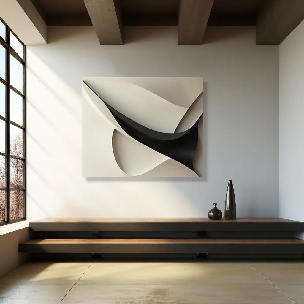 Textured Linear Style Wall Decor With Depth Wood Carving Wall Art - Etsy