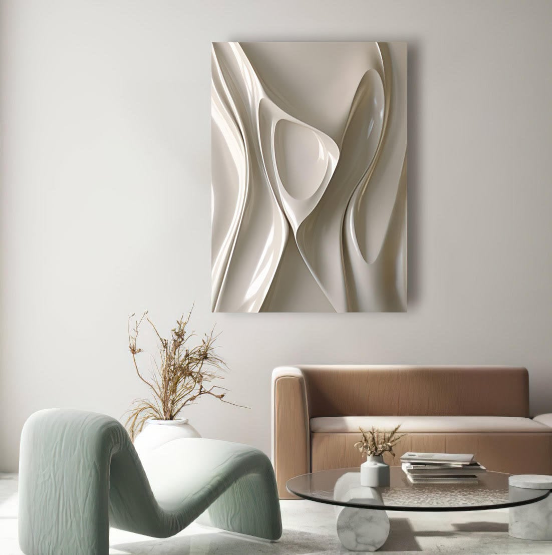 Smooth Textured Wall Art- Abstract Sculptured Home Decor- Modern Style ...