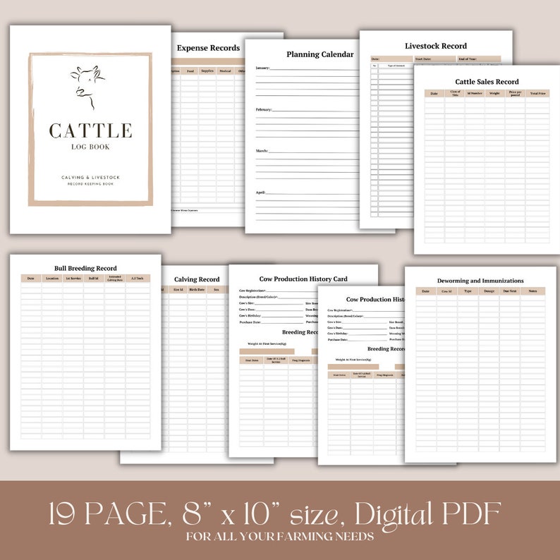 Cattle Breeding Log Book Calving & Livestock Record Keeping Book - Etsy