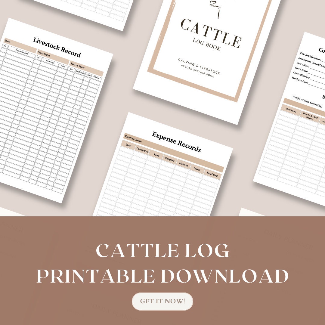 Cattle Breeding Log Book Calving & Livestock Record Keeping Book - Etsy