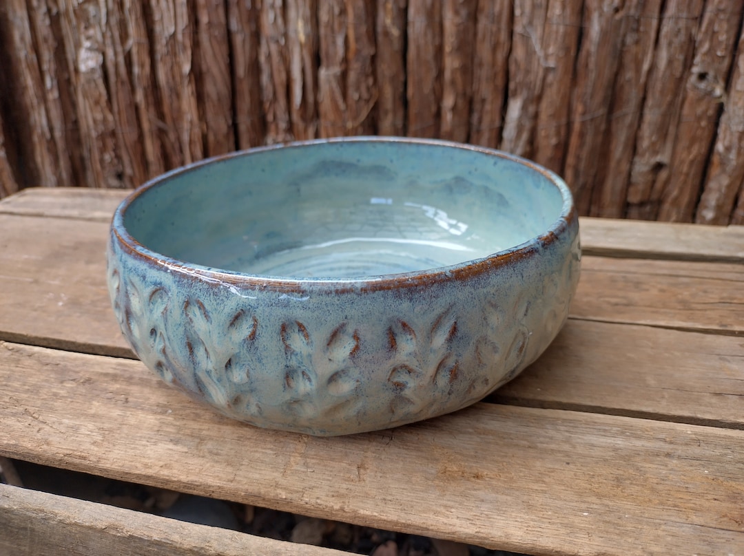 Large Hand-thrown Pottery Bowl Turquoise 20 X 7 Cm - Etsy