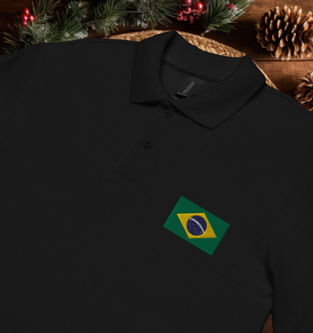 Brazil Polo Shirt Embroidered Unisex Polo Brazil Brazilian Flag Polo ...