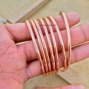 Pure Copper Bangle, Set of 7 Solid Copper Bangle, Set of 7 Pcs ...