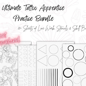 Tattoo Practice Bundle | Line Work, Stencils, Skill Building (instant Download) - Etsy