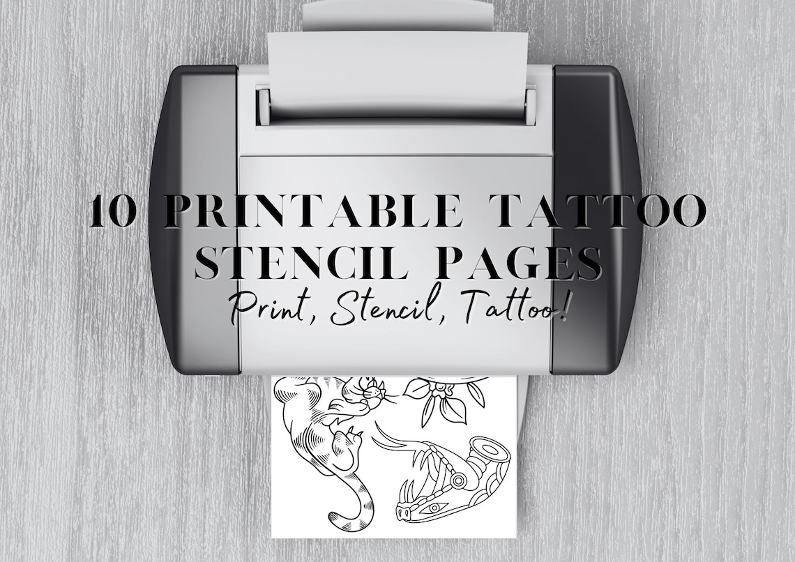 Tattoo Stencil | Instant Download: 10 Printable Tattoo Pages | Tatto ...