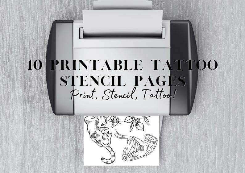 Tattoo Stencil | Instant Download: 10 Printable Tattoo Pages | Tatto ...