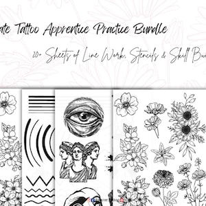 Tattoo Practice Bundle | Line Work, Stencils, Skill Building (instant ...