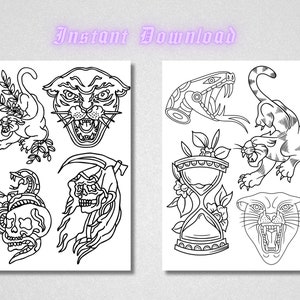 Tattoo Stencil | Instant Download: 10 Printable Tattoo Pages | Tatto ...