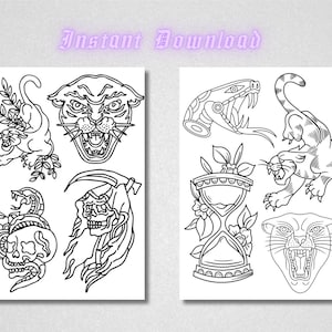 Tattoo Stencil | Instant Download: 10 Printable Tattoo Pages | Tatto ...