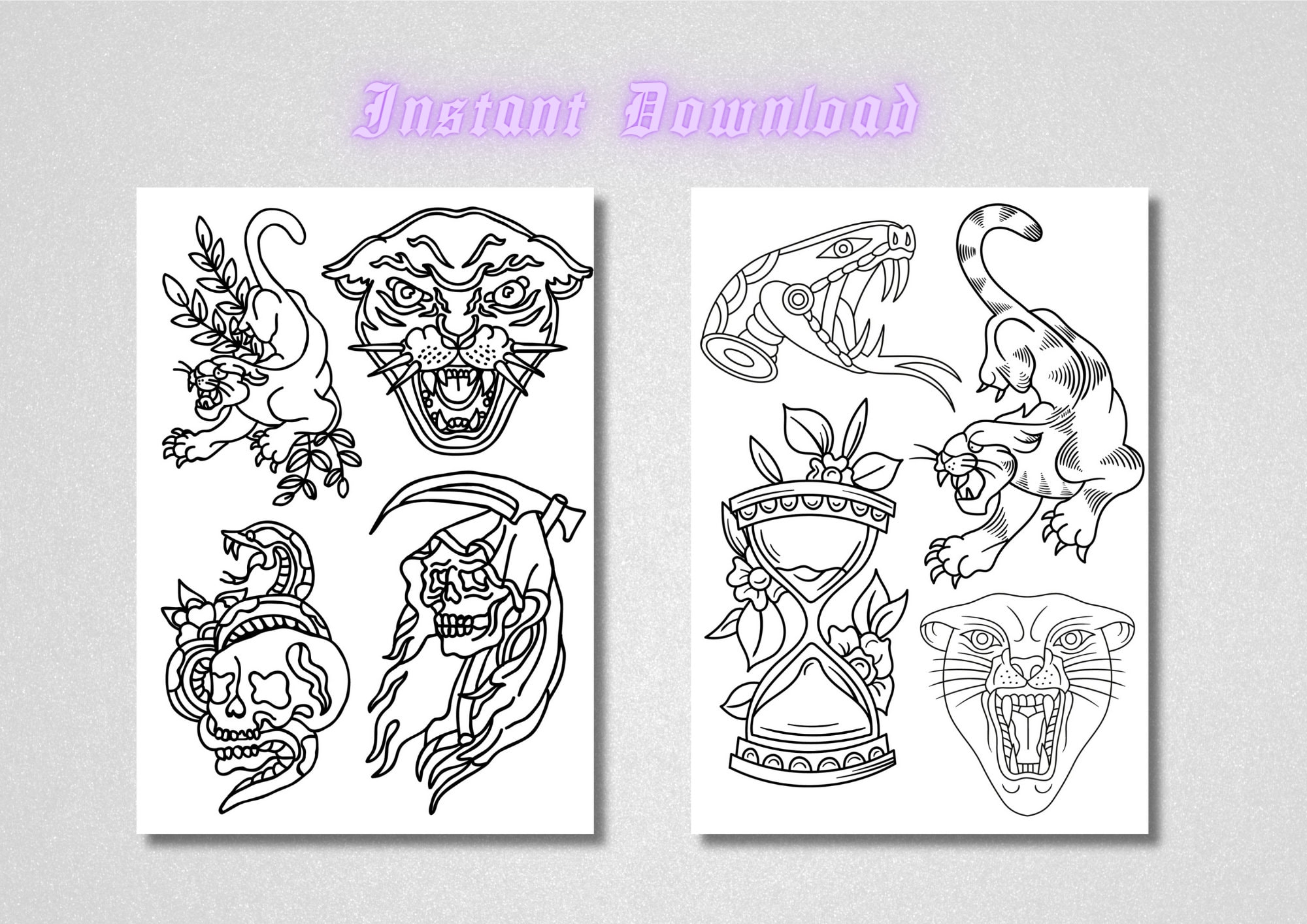 Tattoo Stencil | Instant Download: 10 Printable Tattoo Pages | Tatto ...