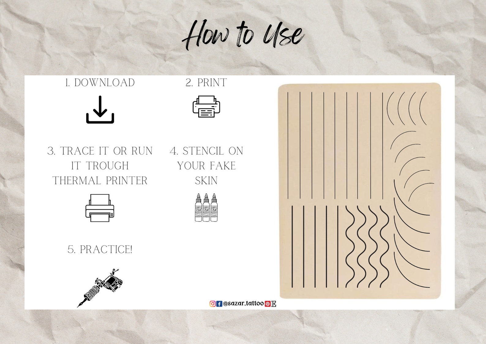 Tattoo Practice Sheets | Set of 10 Printable Stencils | Instant ...