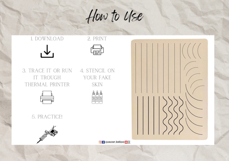 Tattoo Practice Sheets | Set of 10 Printable Stencils | Instant ...