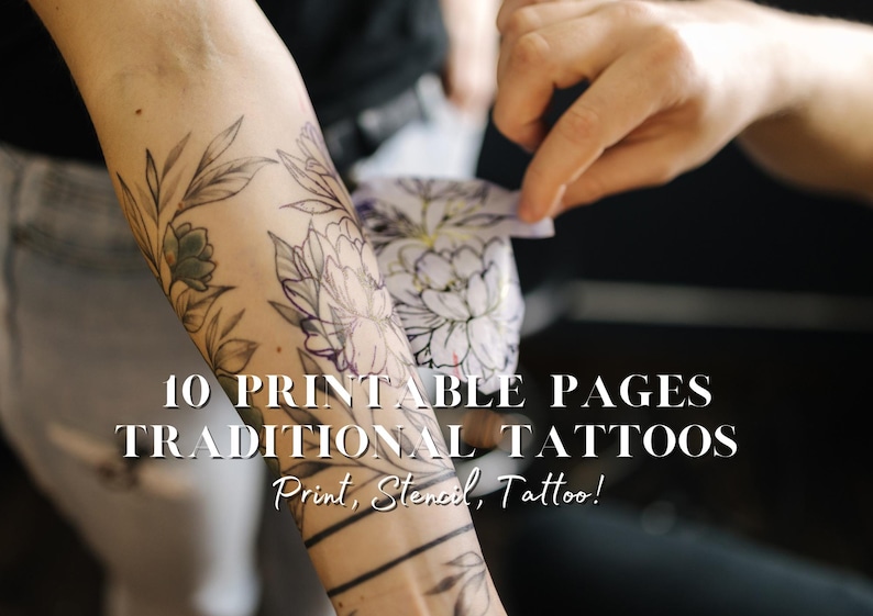 Tattoo Stencil | Instant Download: 10 Printable Tattoo Pages | Tatto ...