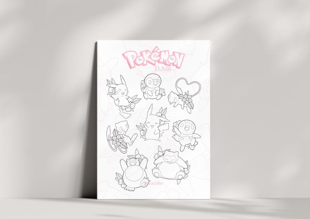 Pokémon Flash Sheet Print Tattoo Style Art Pokémon Character Art - Etsy