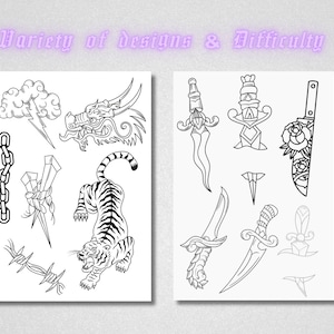 Tattoo Stencil | Instant Download: 10 Printable Tattoo Pages | Tatto ...