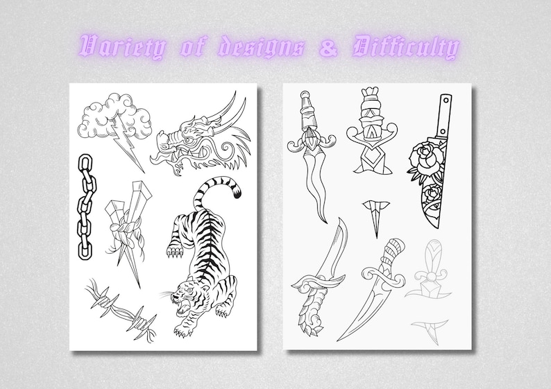 Tattoo Stencil | Instant Download: 10 Printable Tattoo Pages | Tatto ...