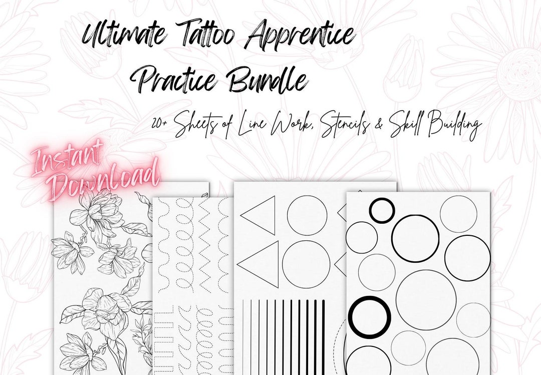 Tattoo Practice Bundle | Line Work, Stencils, Skill Building (instant ...