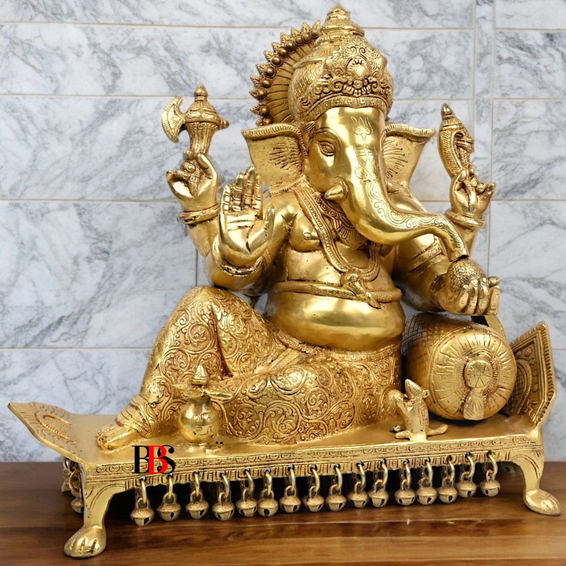 Brass Ganesh Statue at Ease Position Ganesha Lying on Bed Giving ...