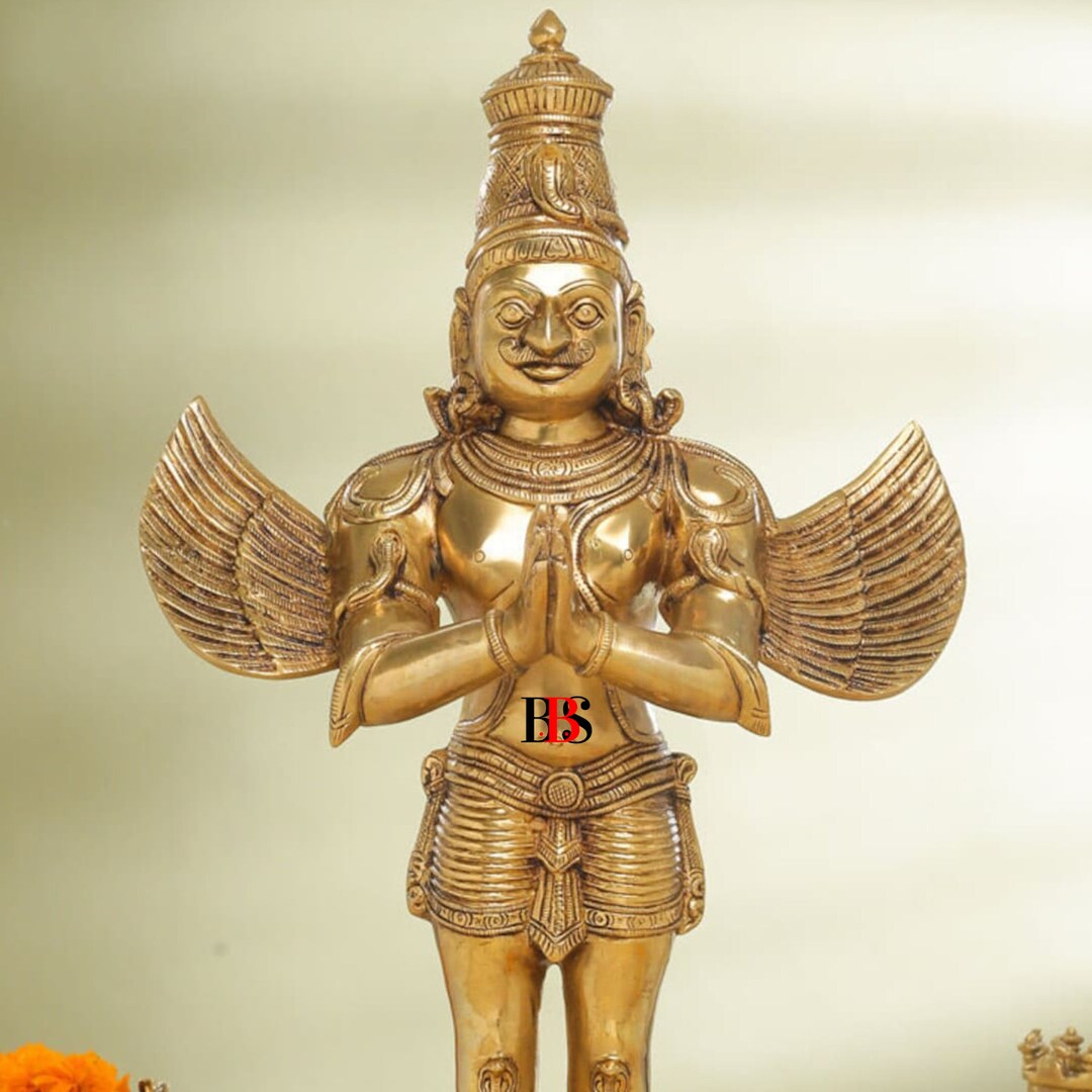 Brass Garuda Statue Vishnu's Vehicle Eagle Bird Murti, Handmade Garuda ...