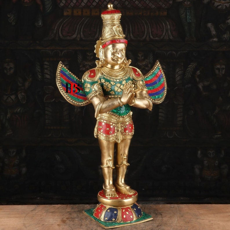 Brass Garuda Statue Vishnu's Vehicle Eagle Bird Murti, Handmade Garuda ...
