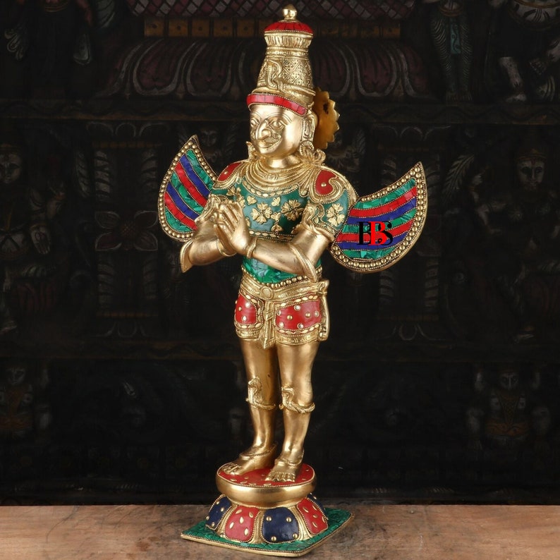 Brass Garuda Statue Vishnu's Vehicle Eagle Bird Murti, Handmade Garuda ...