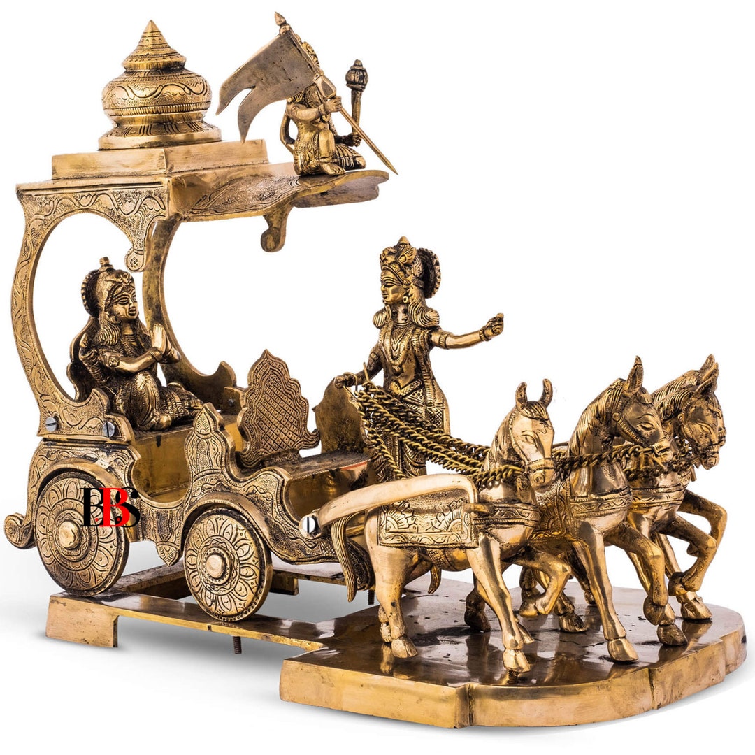Lord Krishna With Arjun Rath Giving Geeta Updesh Statue, Large Krishna ...