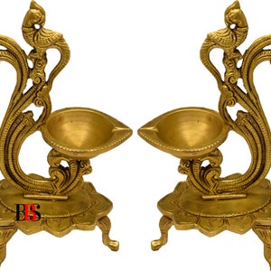 Diya Brass With Table Standing Deepak Oil Lamp Set of 2 Diyas Table ...