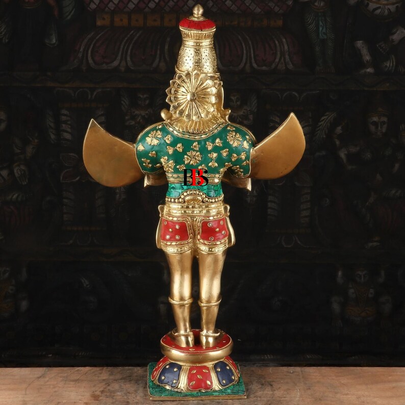 Brass Garuda Statue Vishnu's Vehicle Eagle Bird Murti, Handmade Garuda ...