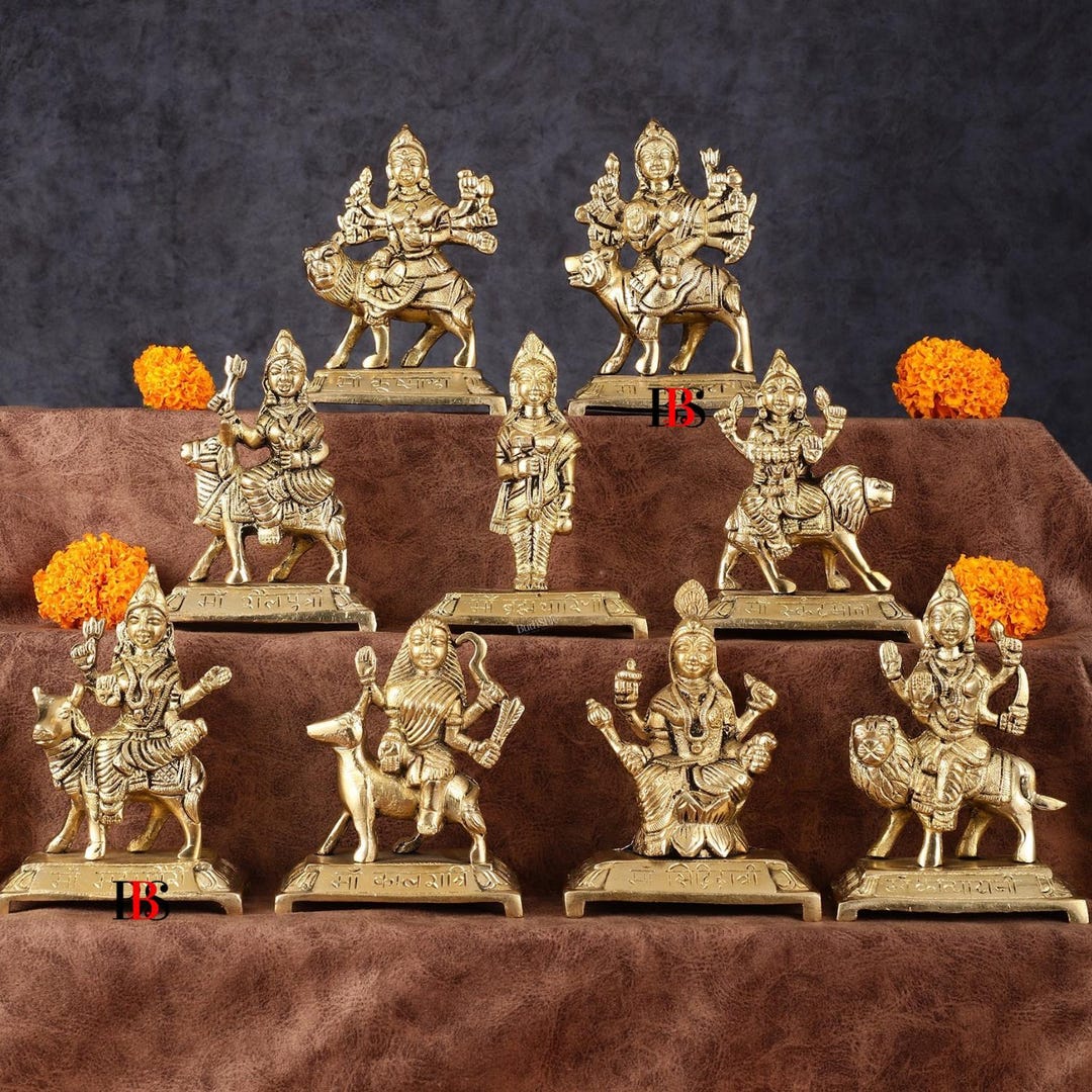 Nav Durga Brass Idols, Durga Maa Statue Set of 9, Brass Nav Durga ...