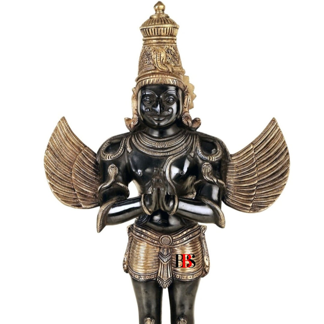 Brass Garuda Statue Vishnu's Vehicle Eagle Bird Murti, Handmade Garuda ...