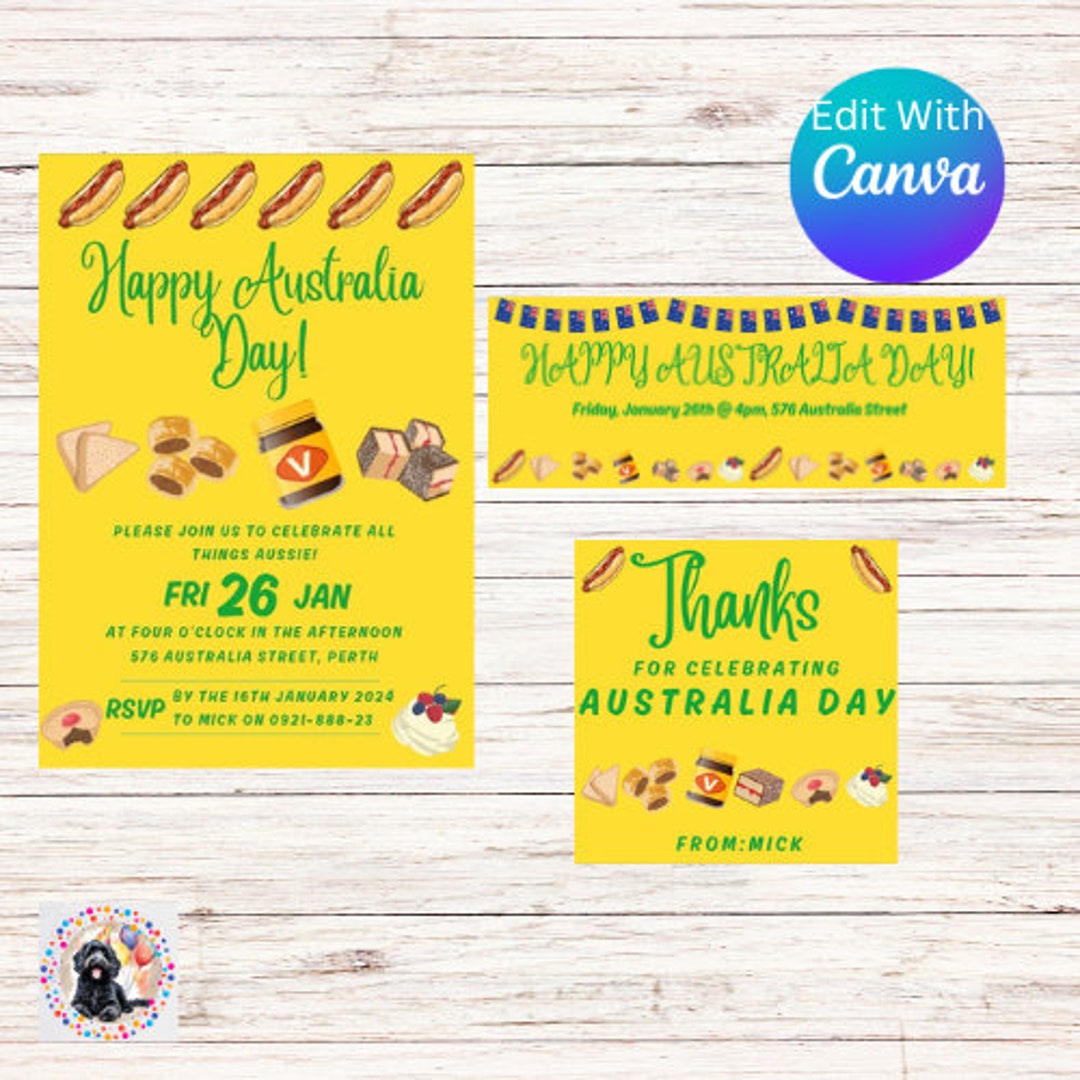 Australia Day Party Invitation Pack Food - Etsy