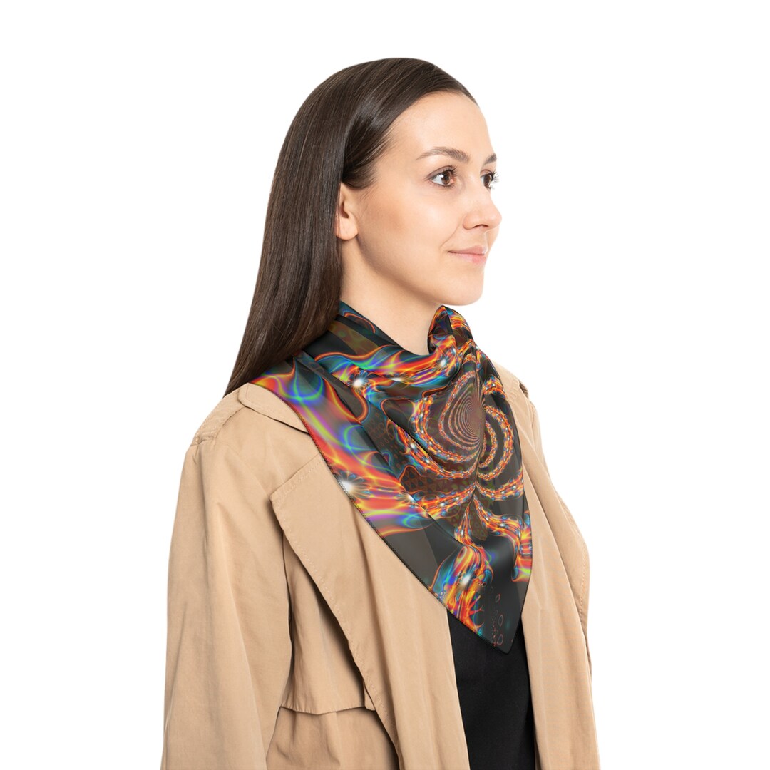 Trippy Mandelbrot Poly Scarf, Colorful Gifts for Women, Abstract ...
