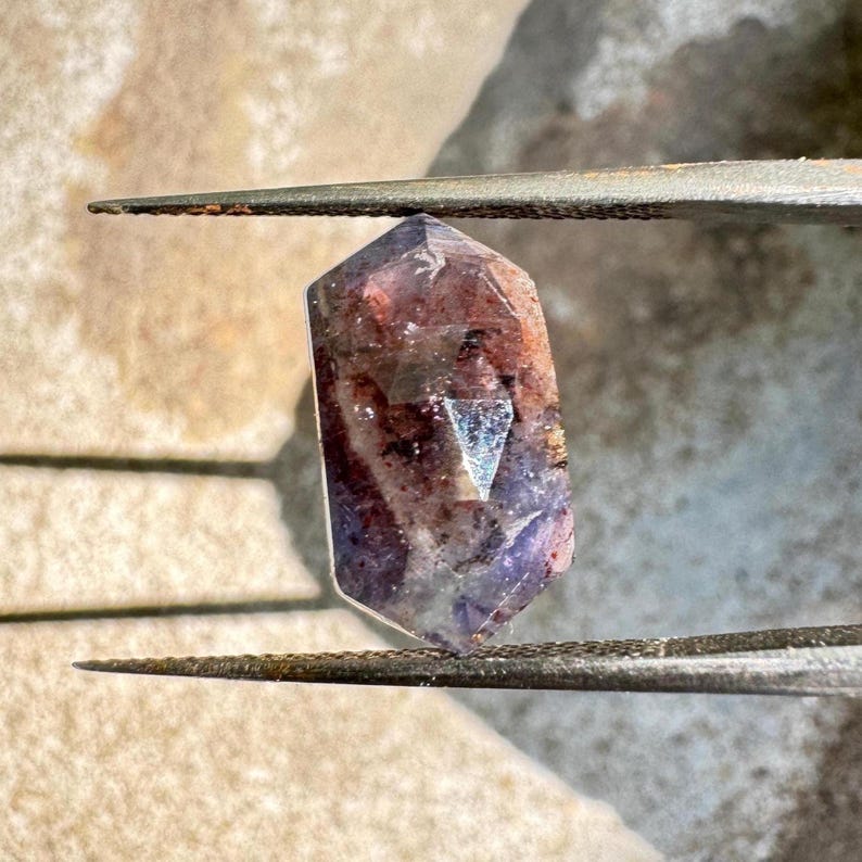 Blue Iolite Sunstone Gemstone: Hexagon Cut Loose Gemstone 3.95 Carat - Etsy
