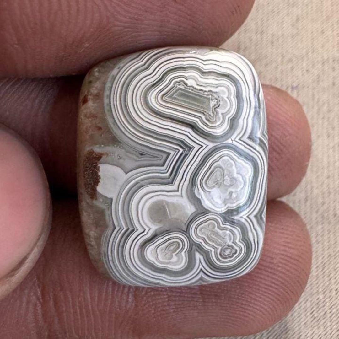 Cabujón de ágata Crazy Lace: Gema de forma cojín con base plana, 20,5 x ...