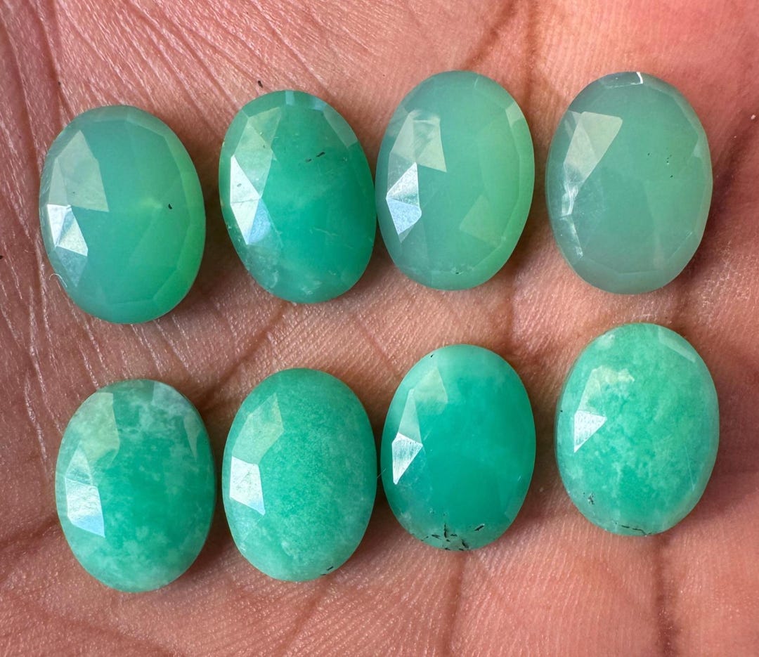Natural Chrysoprase Gemstone: Rose Cut Oval, Jewelry Making - Etsy
