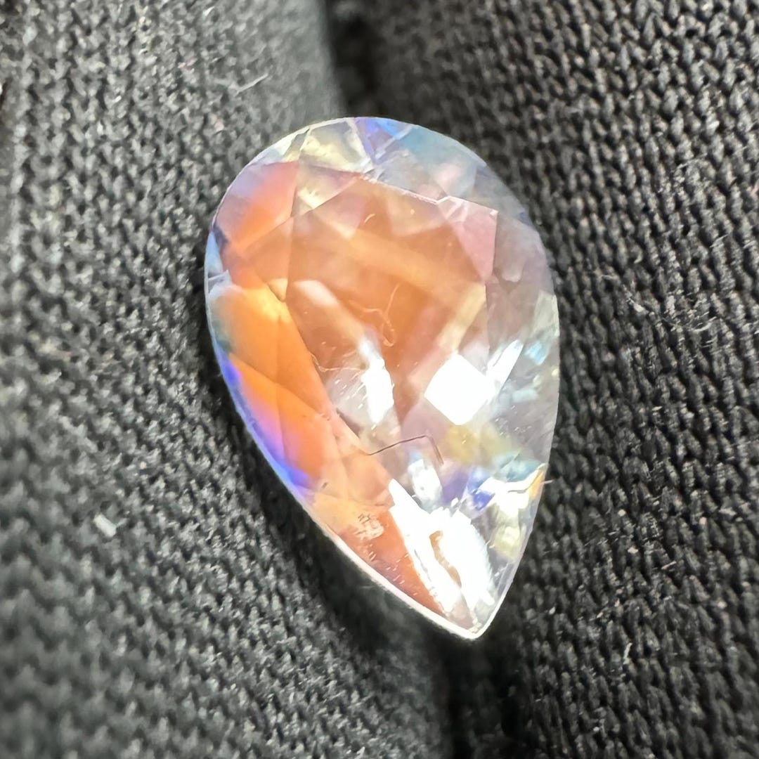Pear Cut Madagascar Moonstone: Red-blue Fire Gemstone - Etsy