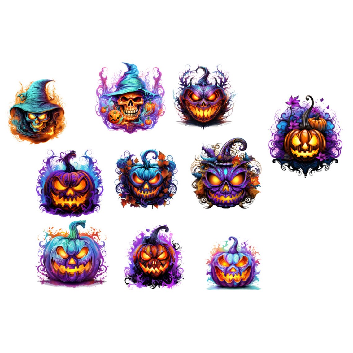 Exclusive Halloween Pumpkin Digital Sticker PNG Bundle - Etsy
