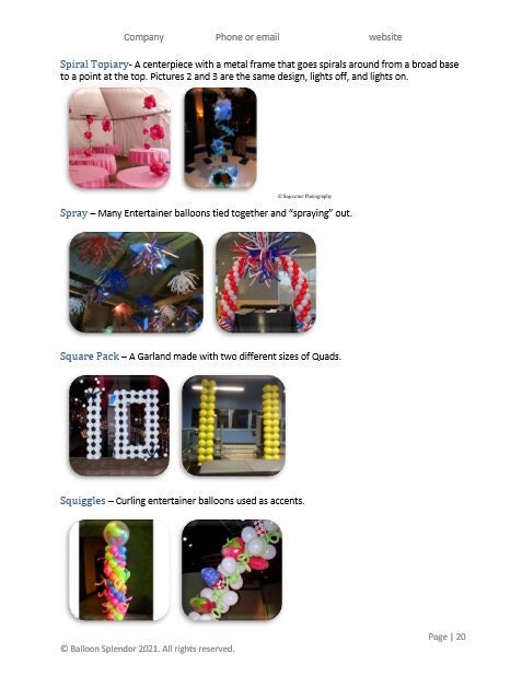 The Language of Balloon Art Glossary in Word, Fully Editable in ...