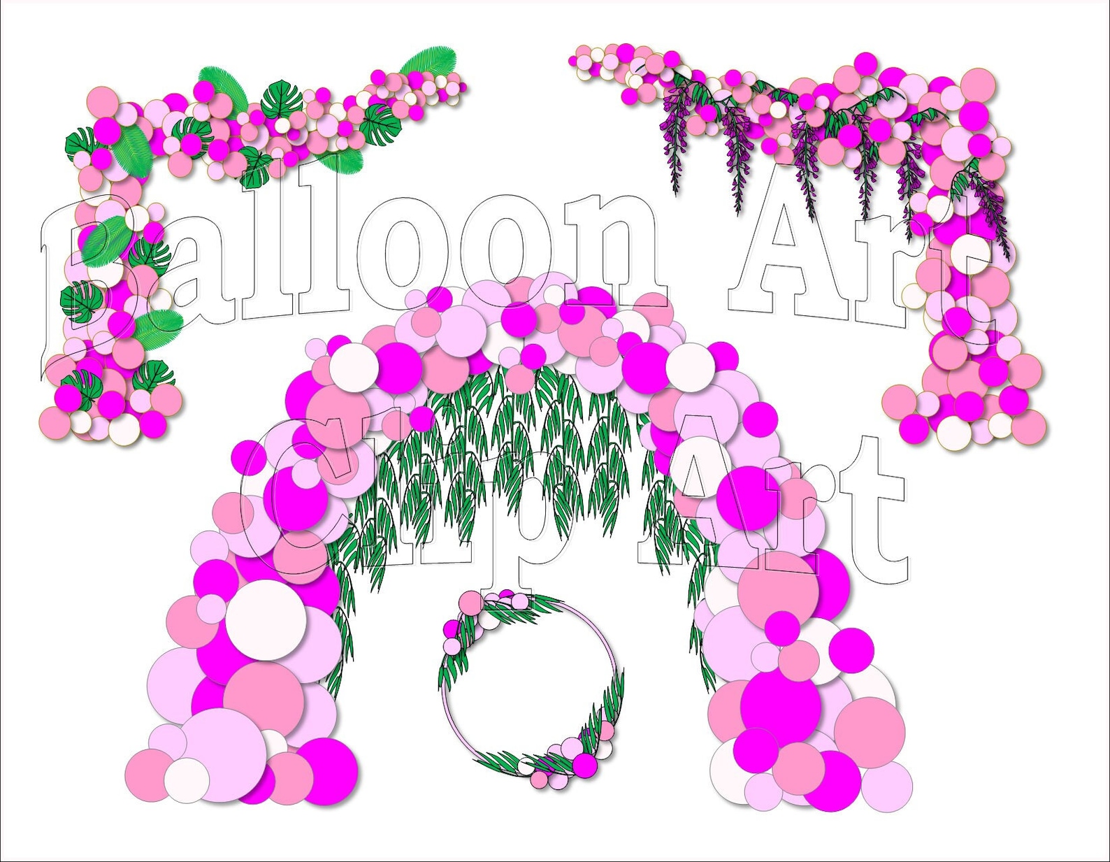 Organic Balloon Clip Art Set - Arch, Swoop and Hoop - Etsy